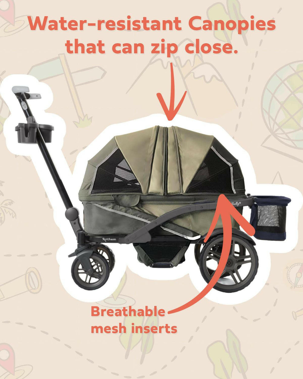 The Adventure Bundle: 5-point Anthem All-Terrain Stroller Wagon ...